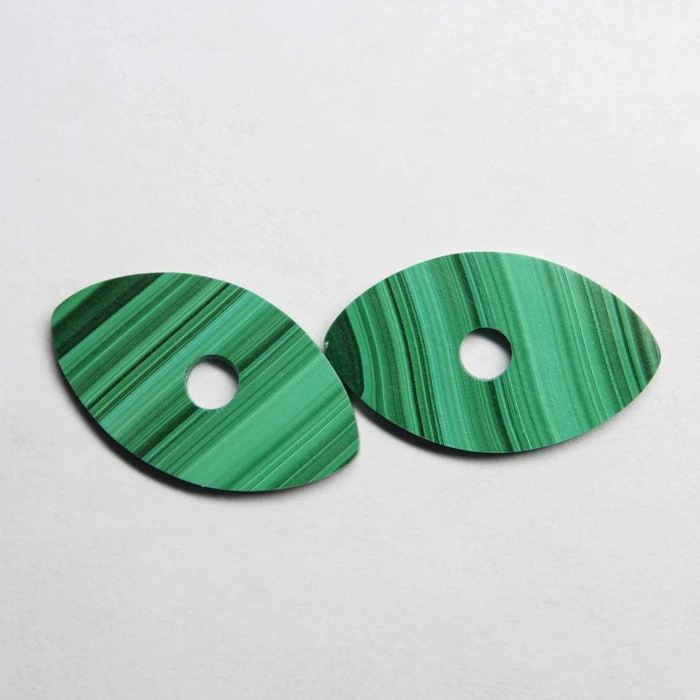 Natural Malachite Marquise Shape Double Flat With Hole Natural ...