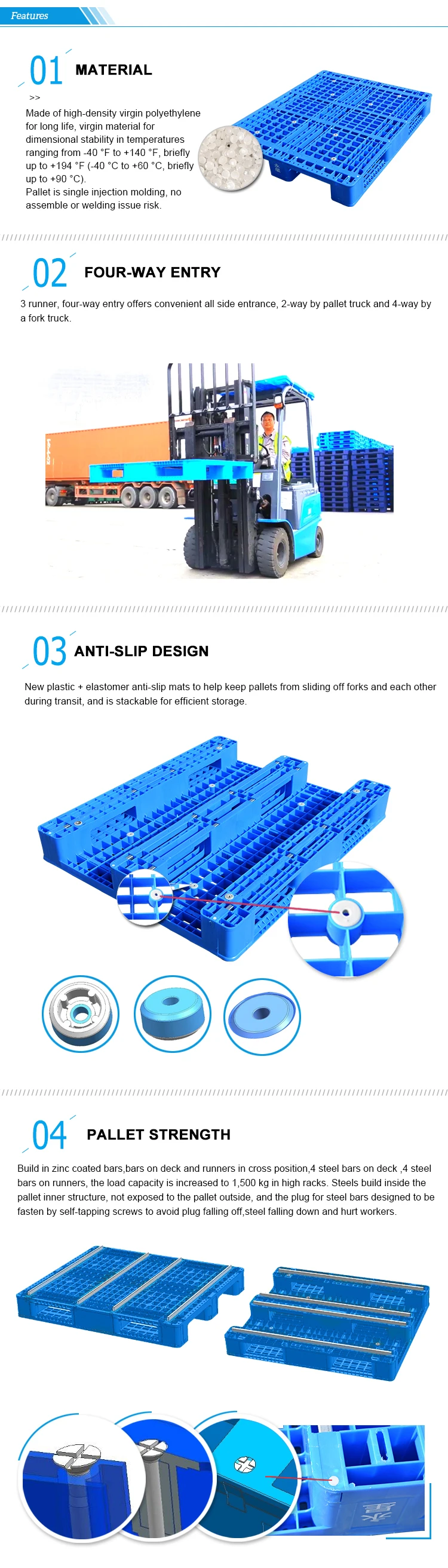 Warehouse Use Plastic Pallet Hdpe Solid Deck Ground Plastic Pallet With ...