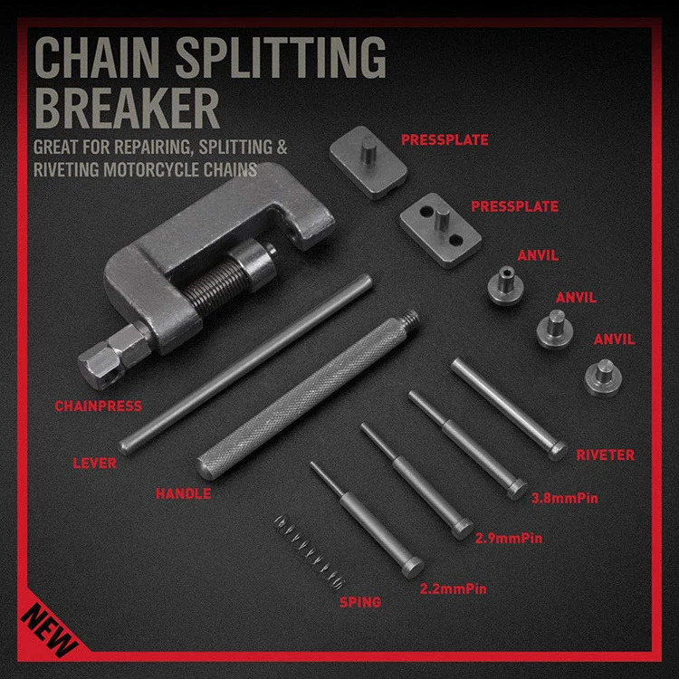 Motorcycle Heavy Duty Chain Breaker Cutter Riveter Tool Kit 520/525/530 ...