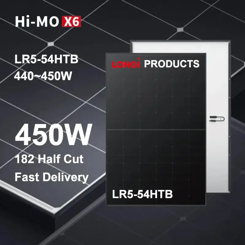 Longi Hi-mo X6 Hpbc Cells Eu Stock Lr5-54htb All Black Panneau Solaire 440w 445w 450w Longi Pv ...