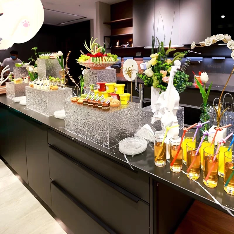 7pcs/set Clear Acrylic Wedding Decoration Buffet Display Food Risers ...