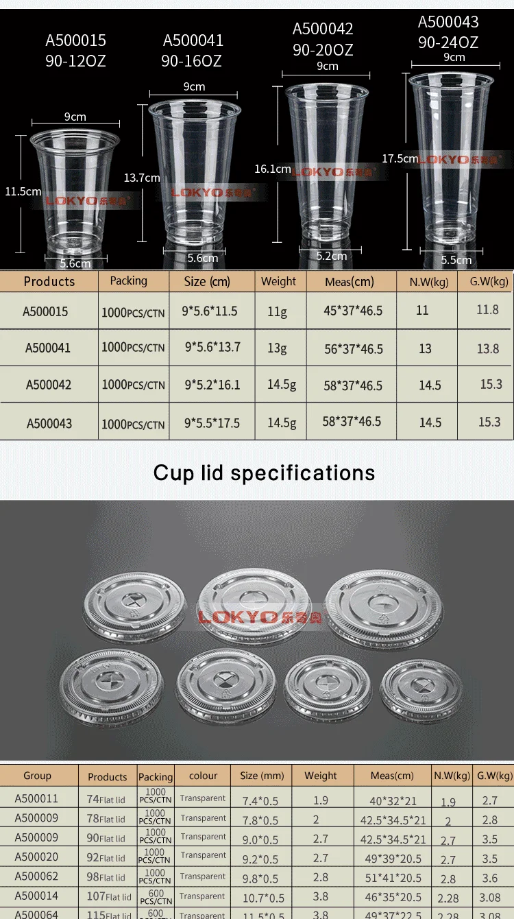 Custom Disposable Drinking Cup Milk Tea Cups Pet Plastic Smoothie Cup ...