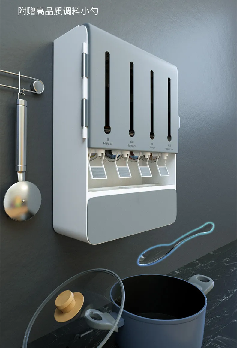 Customized Oil And Vinegar Storage Dispenser Wall Mount Spice Rack ...