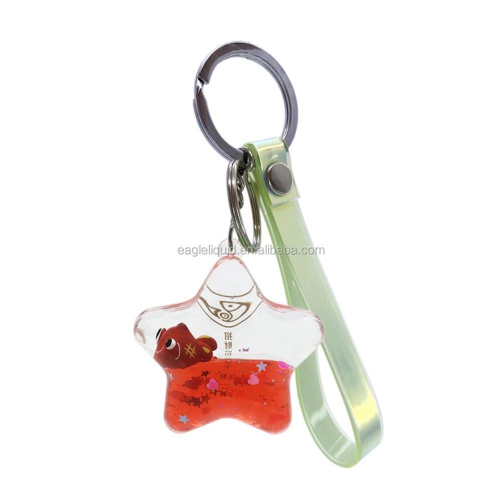 Star-Shaped Liquid Filled Floating Keychain - Custom Acrylic Glitter ...