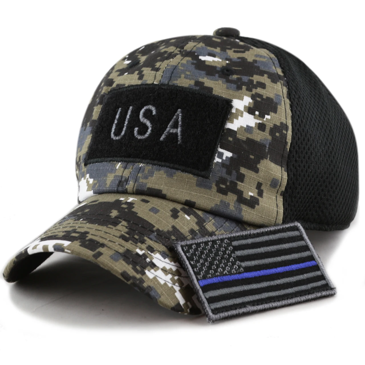 Tactical Embroidery Patch Trucker Cap Operator with USA Flag Camouflage ...
