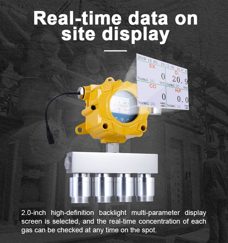 Bosean Fixed Wall-mounted Fixed Gas Detector Fixed 4 In 1 Gas Detector Fixed Hydrogen Gas ...