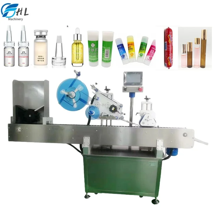 Horizontal Tube Sticker Automatic Crayon Plastic Round Bottle Labeling Machine For Cryo Vials ...
