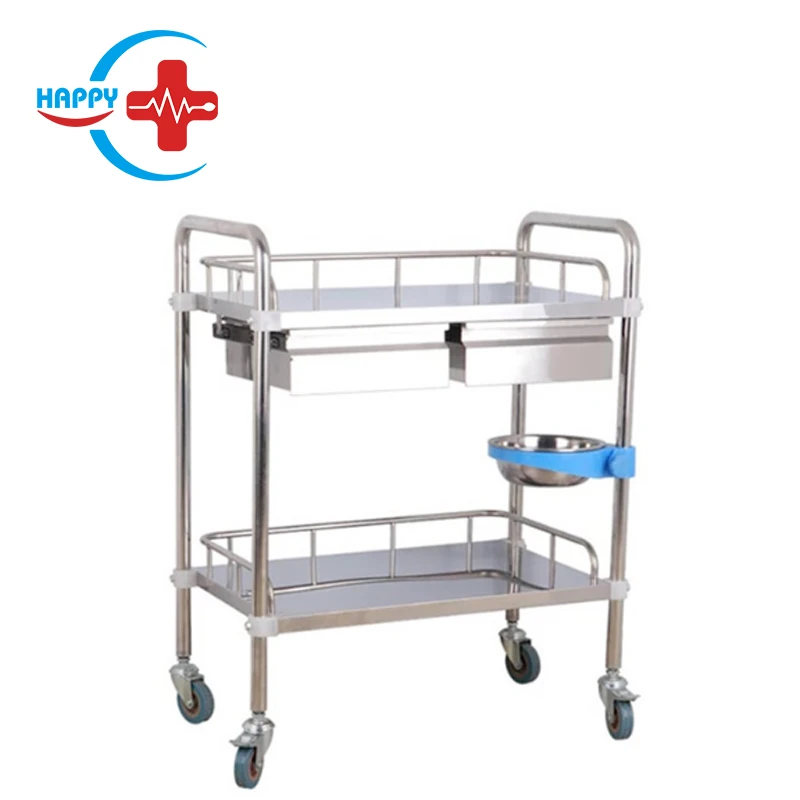 Hc-m028 Hospital Clinic Trolley Medical Two-floor Equipment Carts With ...