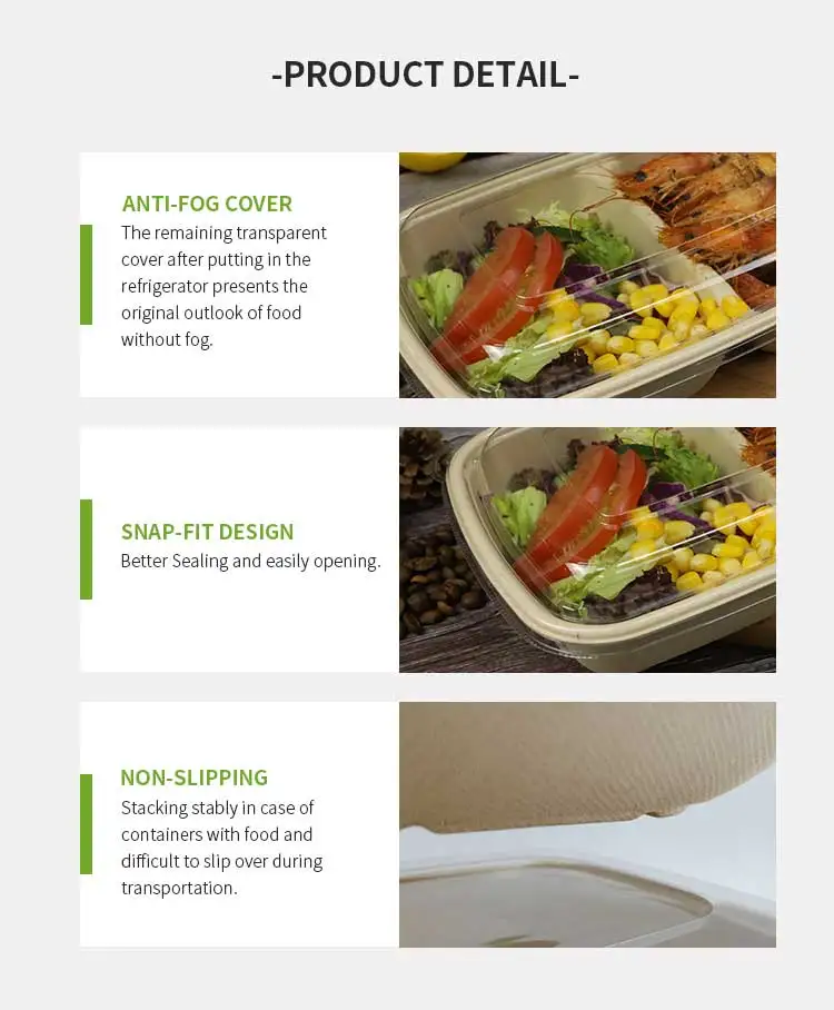 900ml 30oz Disposable Rectangle Bagasse Pulp 2 Compartment Paper Plate - Buy Compostable ...