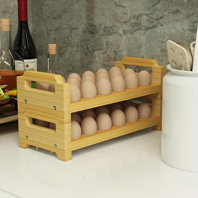 Bamboo Egg Display Rack Can Be Stacked Multi-layer Household Kitchen ...