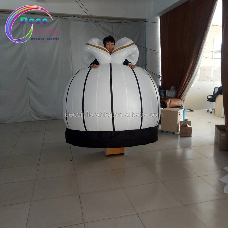 Lighting Moving Dress Inflatable Girl Costume White Skirt
