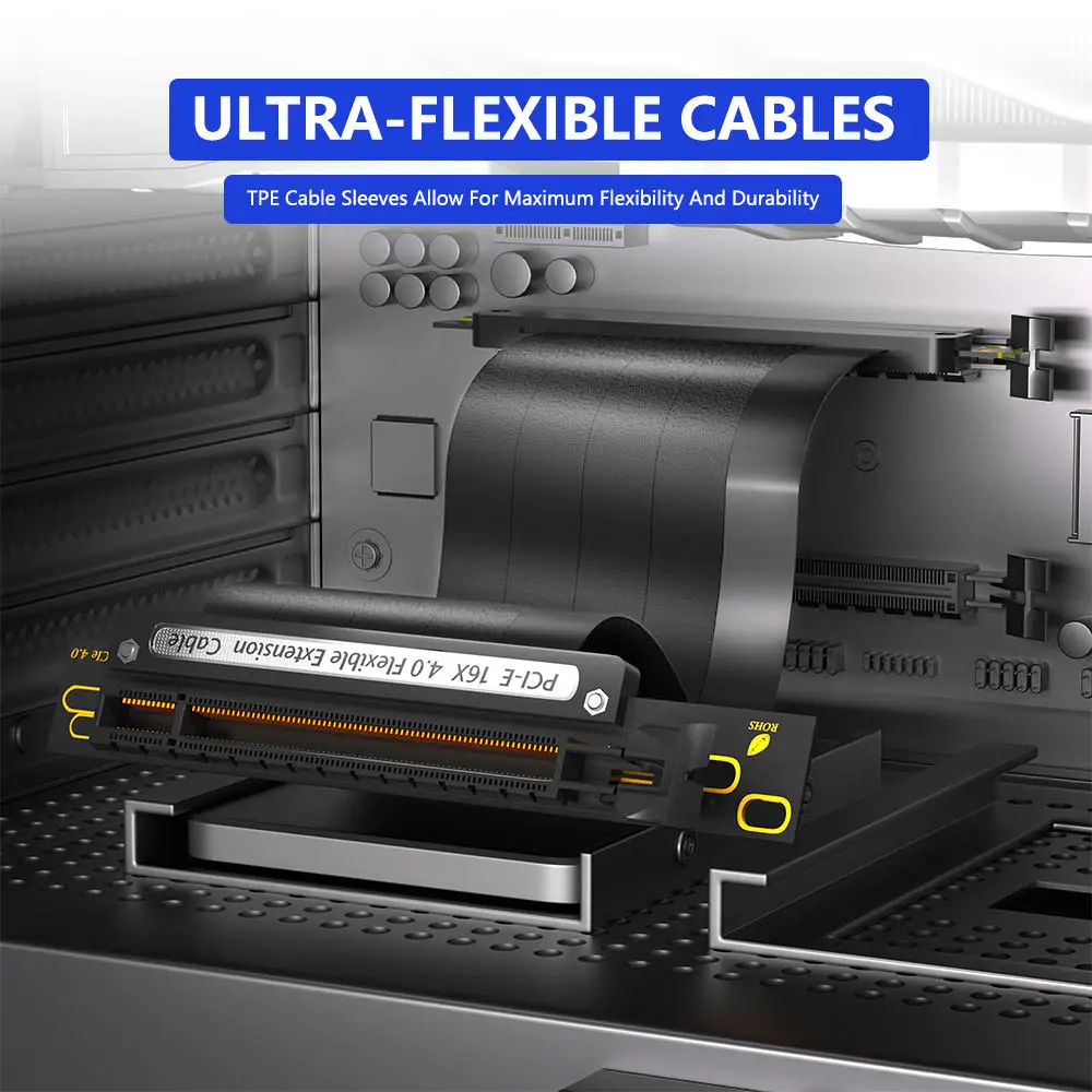 Full Speed Running PCIe Riser 4.0 X16 Cable Graphics Card Extension ...