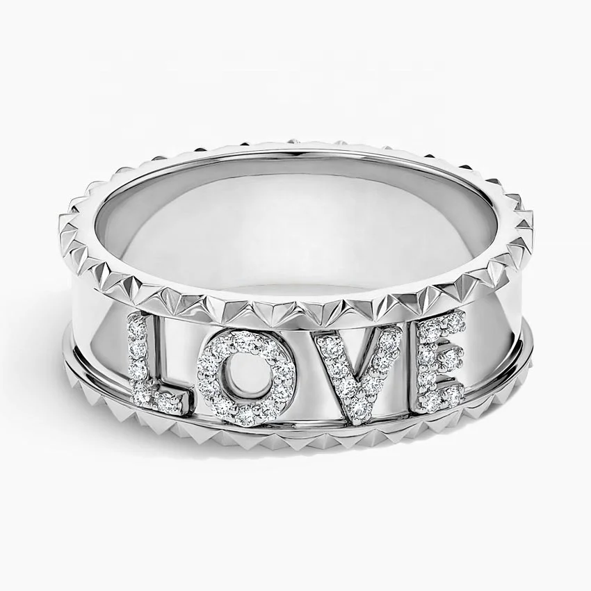 Fine Jewelry 18k Densely Set Zirconia Customizable Word Ring For ...