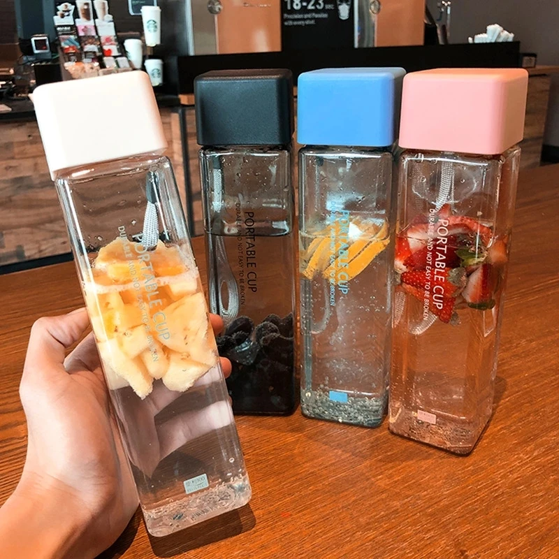 Portable Transparent Square Plastic Water Bottle