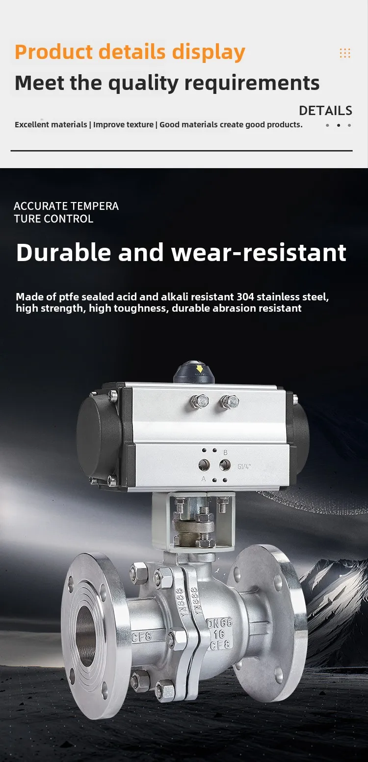 Q641F-16P Pneumatic Ball Valve Stainless Steel Cast High Temperature Steam Flange Explosion ...