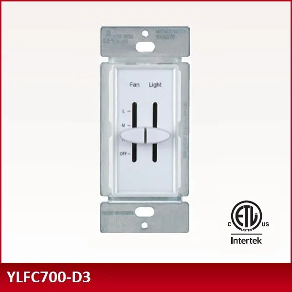 Single Pole 3 Speed 120vac Slide Fan Speed Controller With Light Dimmer ...