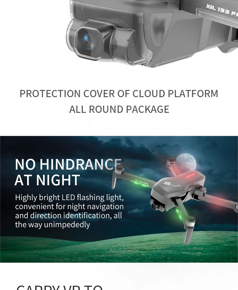 XINLIN XIL 2020 PRO โดรน,X193โดรนพร้อมกล้อง4K กิมบอล2แกนไร้แปรงถ่าน2000 ...