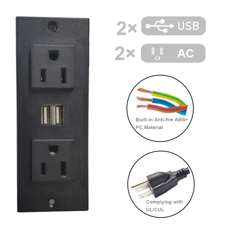 Standard Packing 1m Fast Charging 2 Way Ac American Extension Usb Power ...