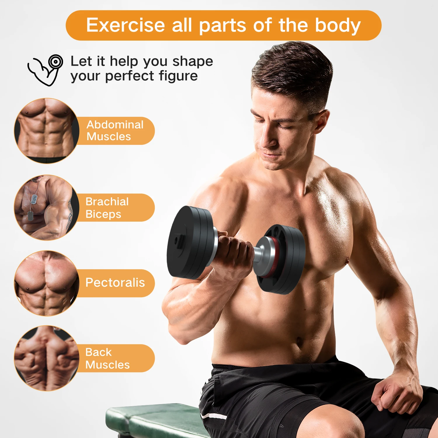 Snode AD50 Adjustable Dumbbells - 40kg Full-Iron Structure