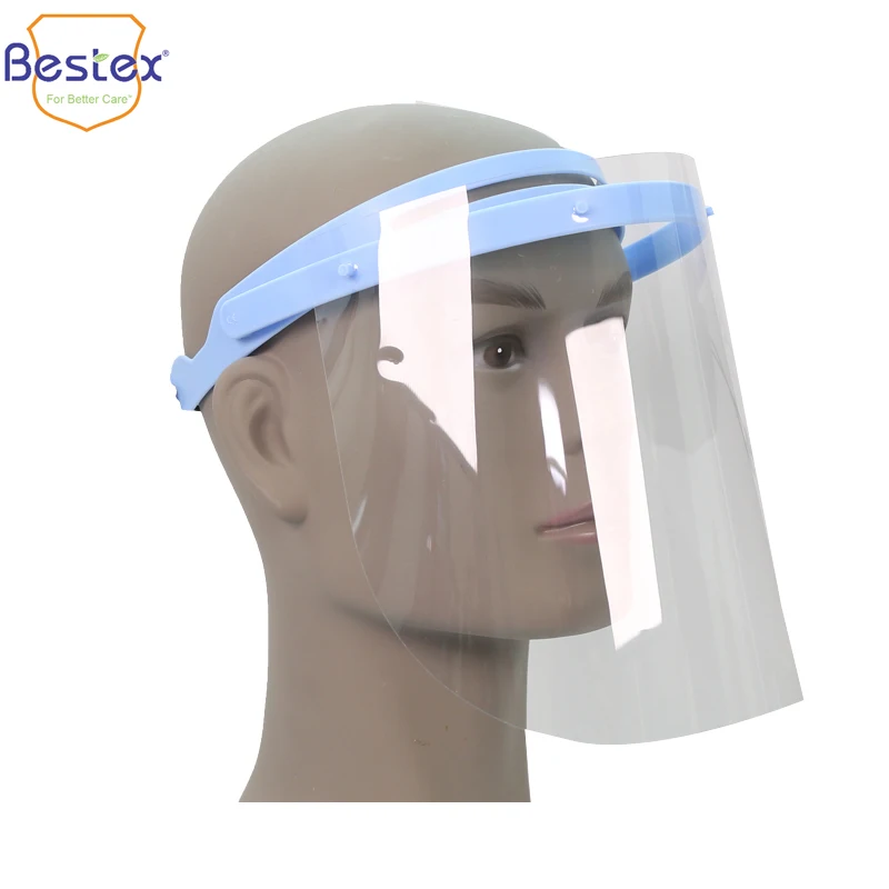 Full Protective Blue Face Shield Reusable Plexiglass Safety Dental ...