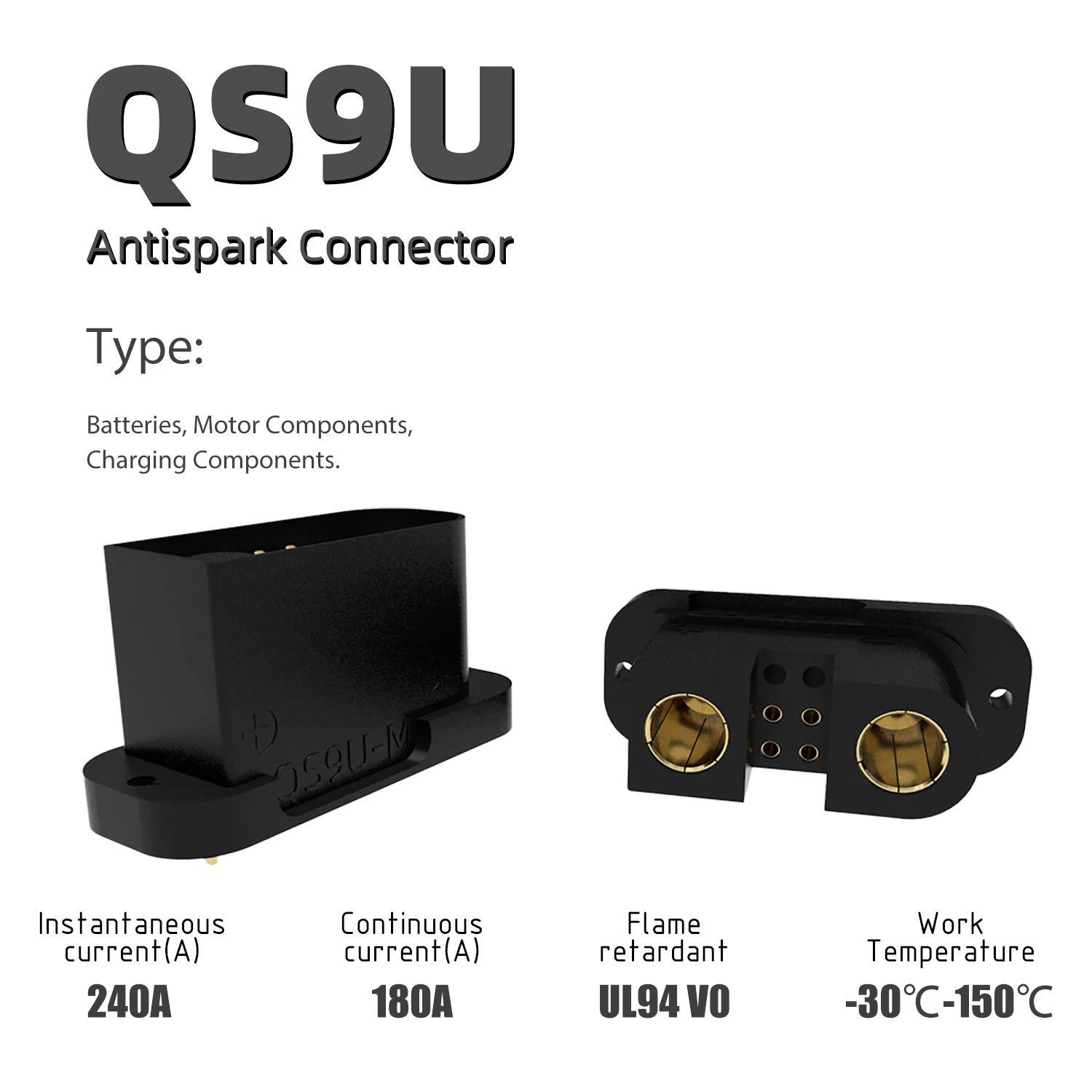 QS9-U Anti-Spark Connector - 180amp High Current Quick Connect