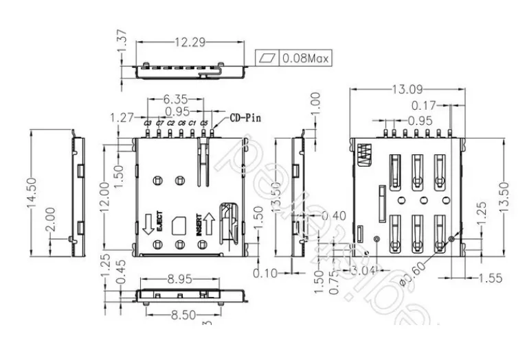 4ff 6 /7 Pin Self Push Type Nano Sim Card Connector - Buy Push Push ...