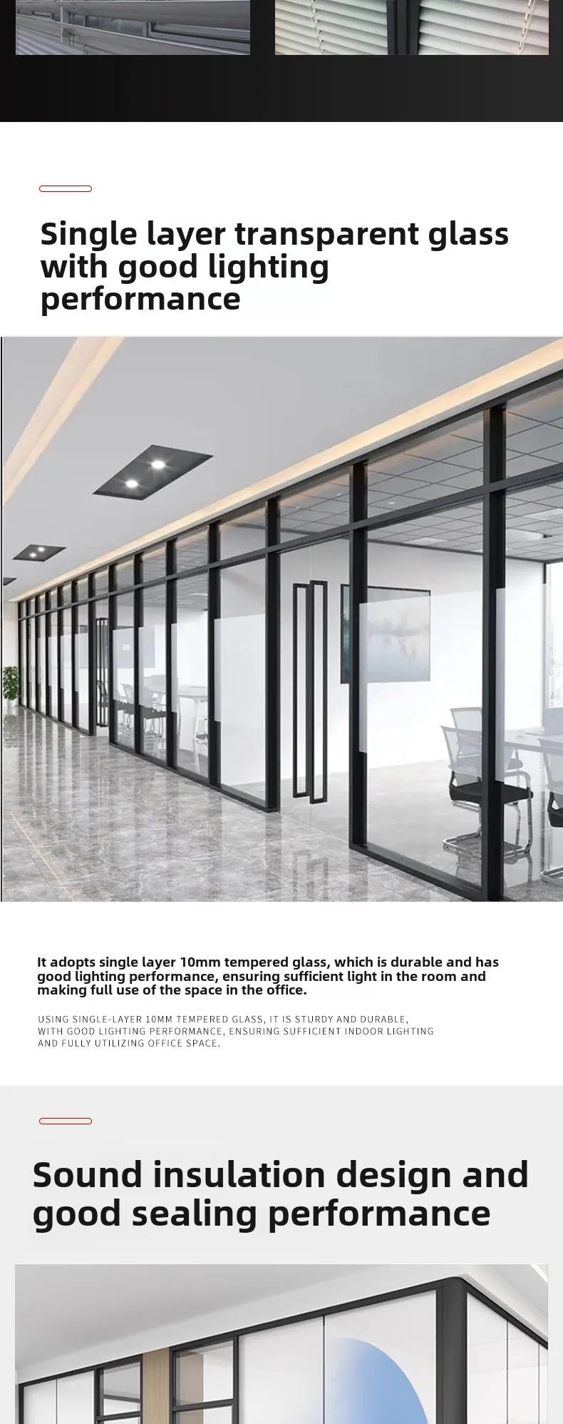 Modern Double Glass Louver Partition Wall Soundproof High Screen ...