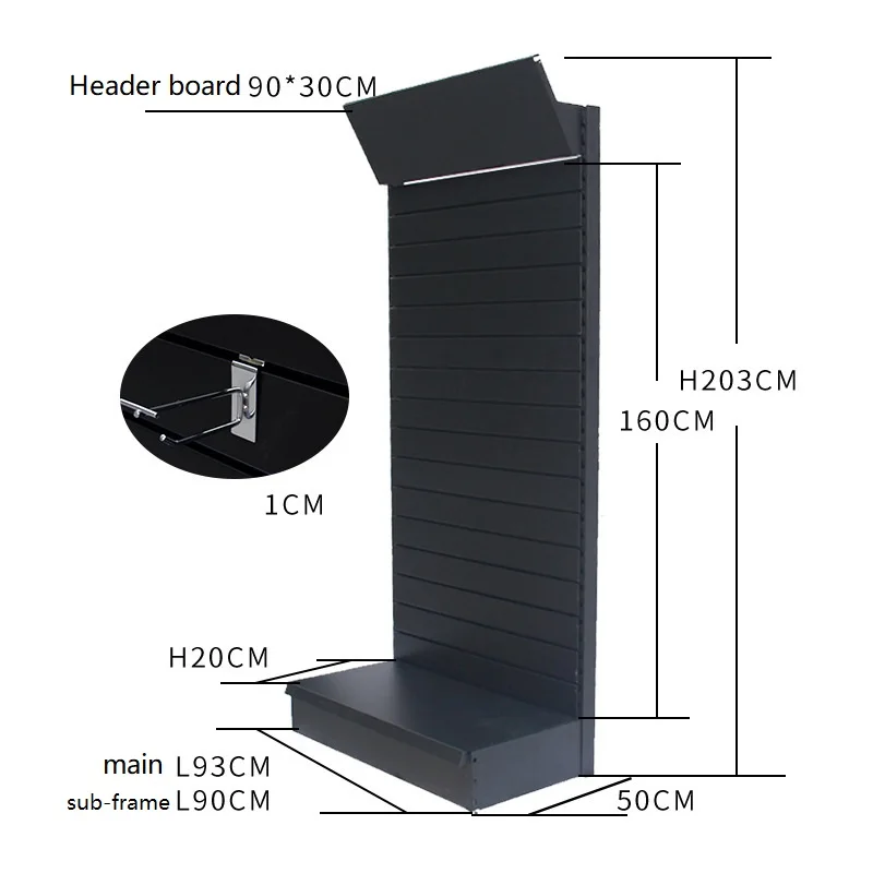 Customized Retail Store Slatwall Stand - Metal Display Rack