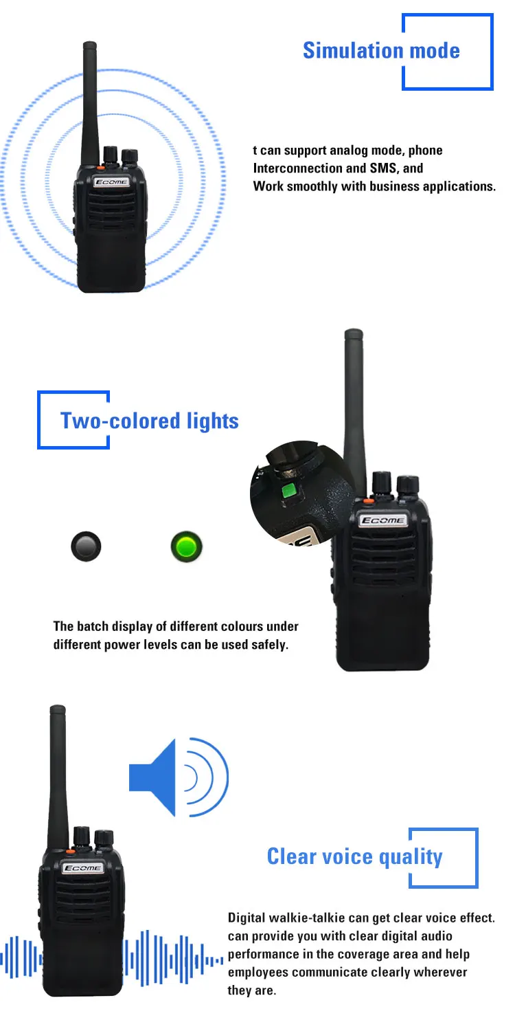 Long Range Wireless Woki Toki Ecome Et-518 Small Uhf Vhf Walkie-talkie ...