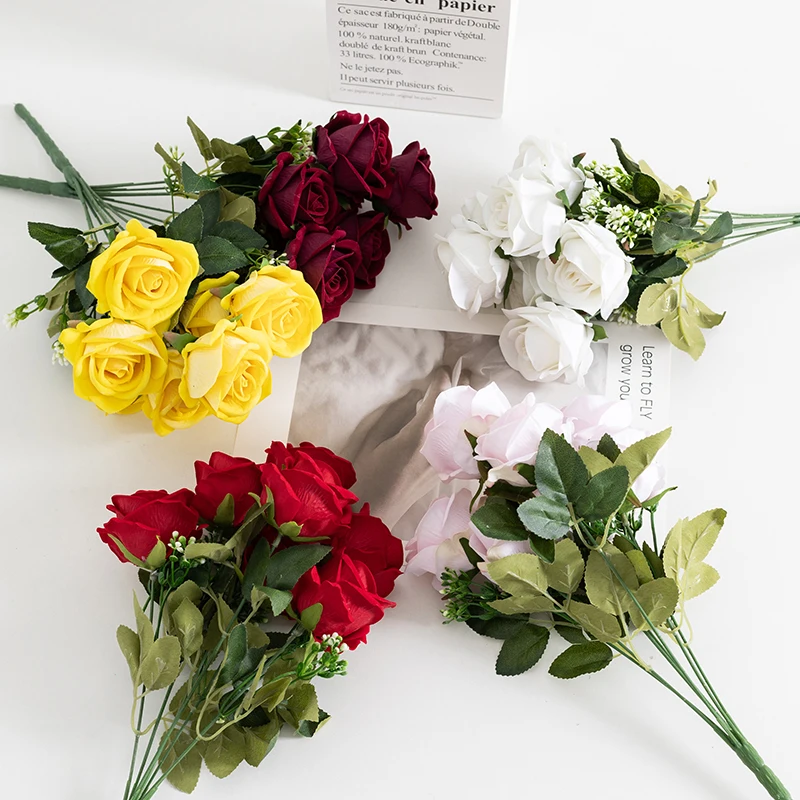 1 New Style Roses Bouquet Wedding Decoration Flowers Lint Flannel Rose ...