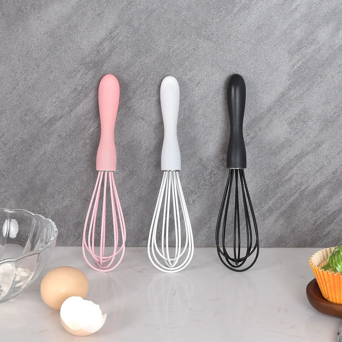 8-Inch Colorful Mini Silicone Whisks Egg Beater for Cooking and Baking ...