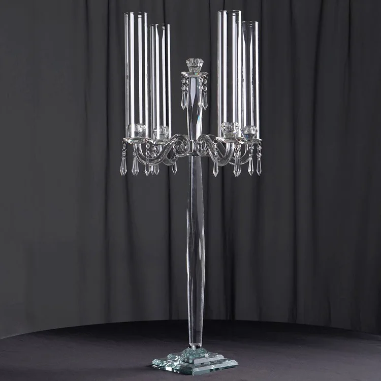 8 Arm Glass or Acrylic Cup Antique Metal Gold Candelabra