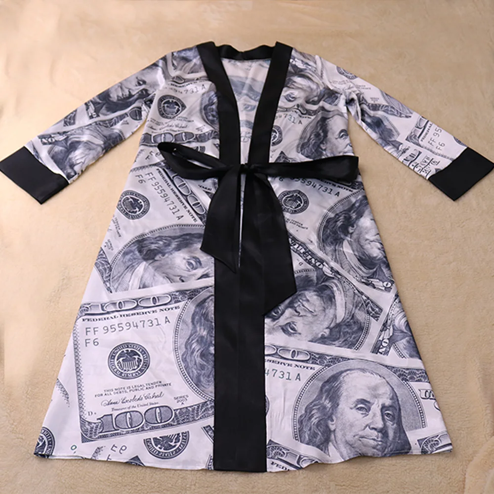 Money Robes 2021money Print Women Bath Robes Sleepwear Women's ...