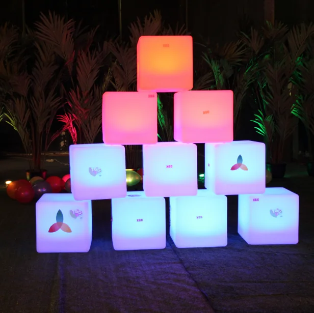 Garden Outdoor Decor Led Cube Chair Table,Light Up Cube Seat,Glowing ...