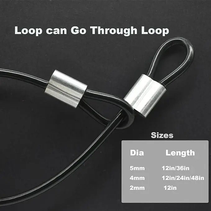 4mm Vinyl Coated Stainless Steel Cable With Loops Short Wire Rope ...