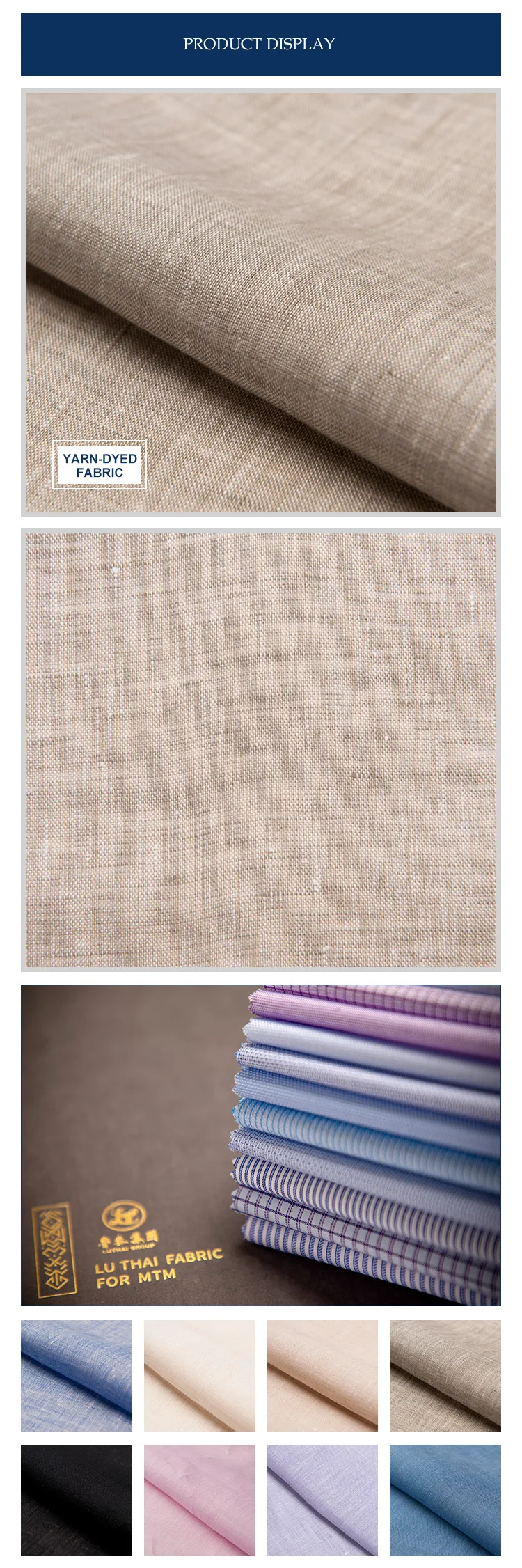 Luthai Textile Nos 100% Linen Plain Grey Yarn Dyed Fabric For Shirts In ...