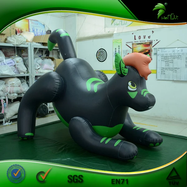 Black & Green Custom Giant Inflatable Wolf with Fat Belly