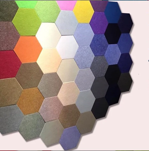 High Density Hexagon Polyester Fiber Acoustic Panel Beveled Soundproof ...