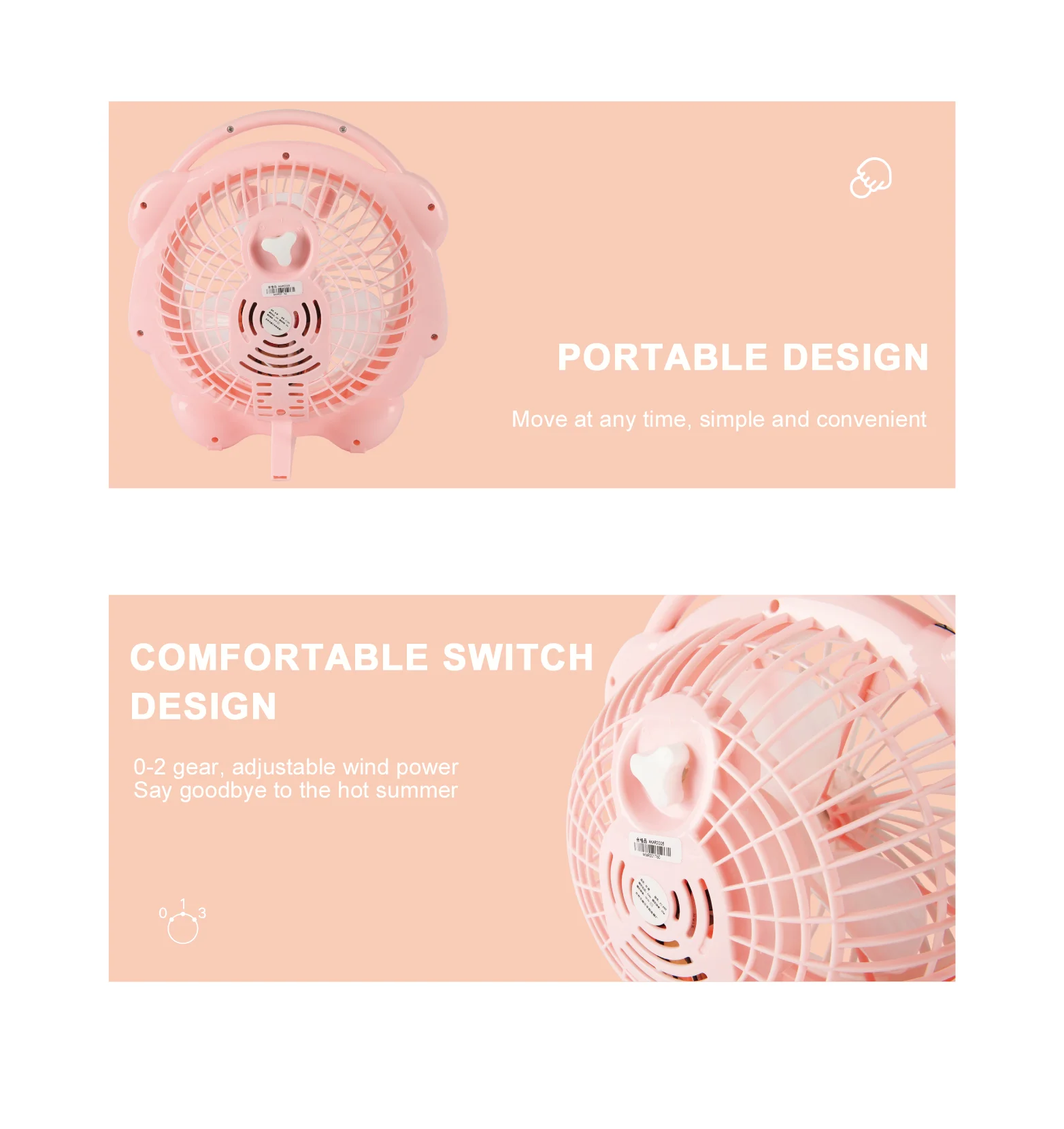 Customization Home Quiet Operation Mini Table Desk Fan Cute Cartoon ...