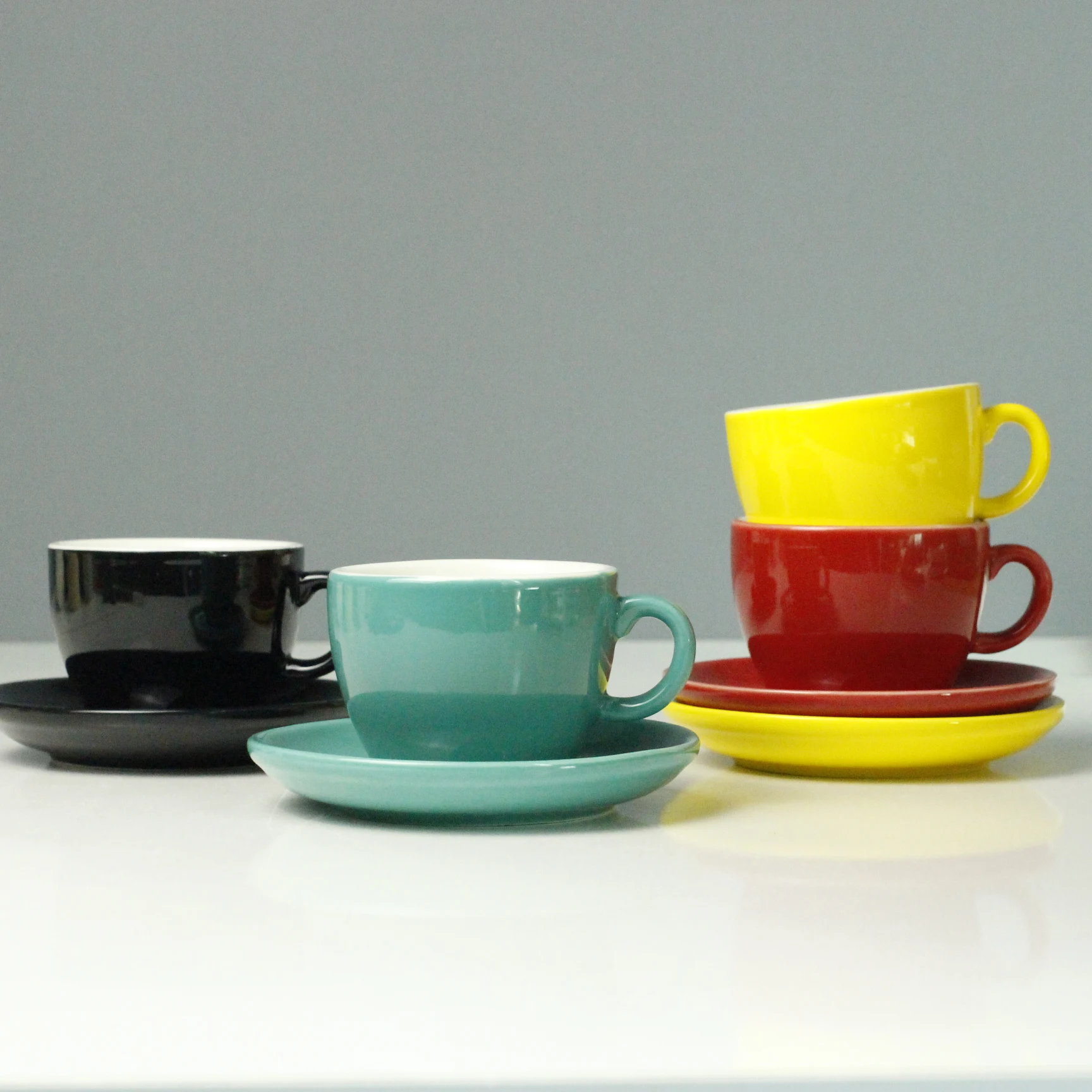 250ml Ceramic Coffee Cup and Saucer Set Porcelain Cappuccino Cups with ...