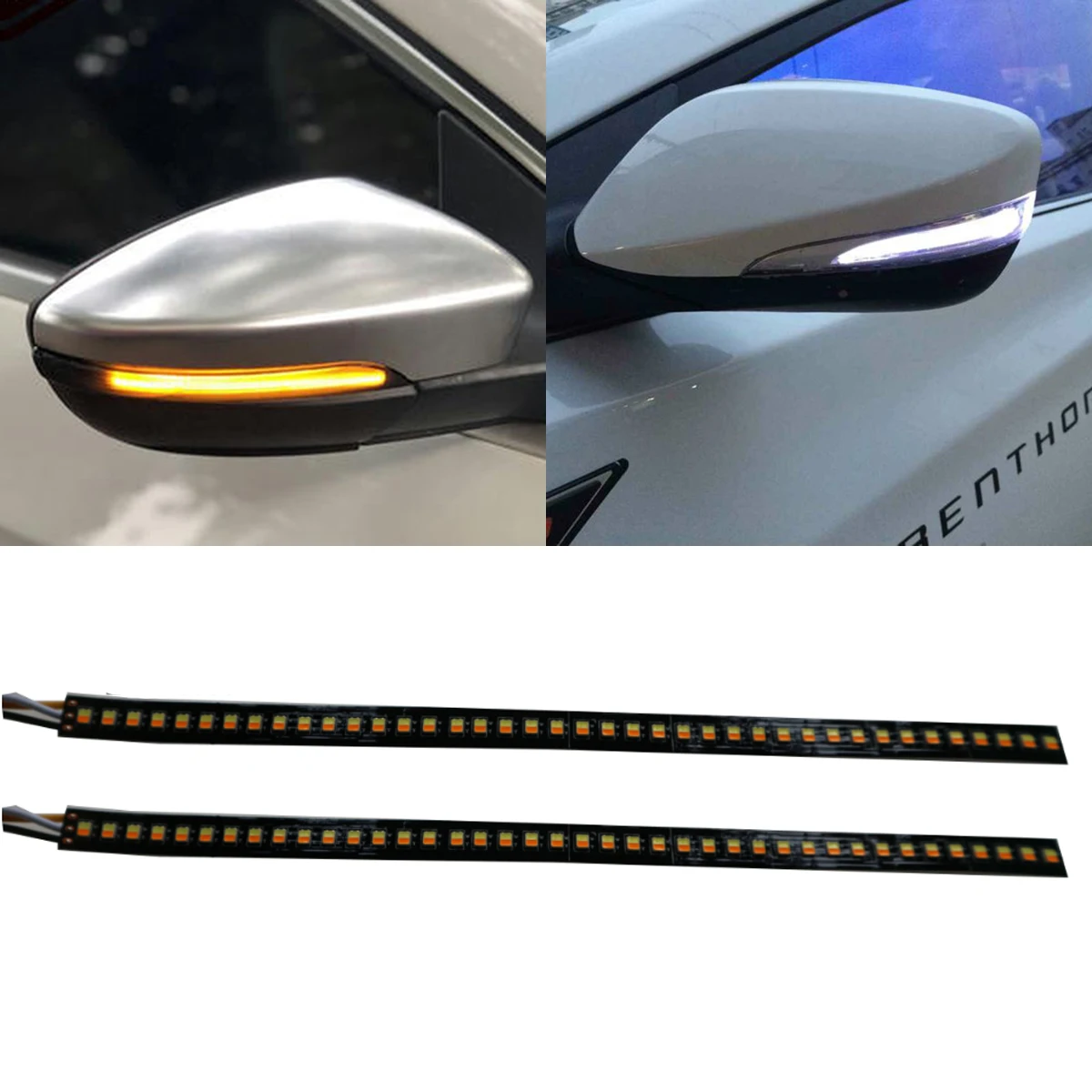 2pcs 23cm Led Car Side Rear Mirror Strip Light Dynamic Turn Signal ...