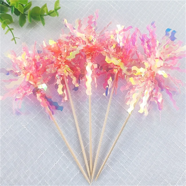 Glitter Happy Birthday Cake Topper Colorful Fireworks Tassels Cupcake ...