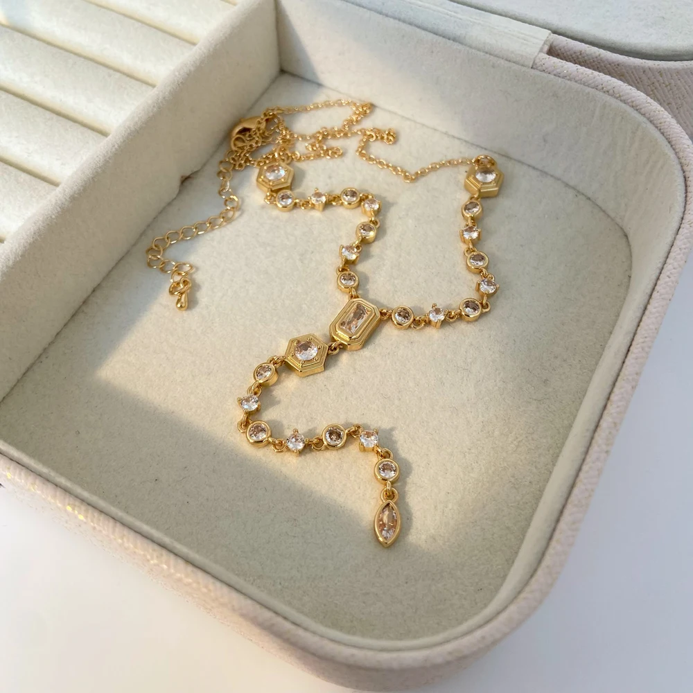 Brass Zircon Elliptical Round Pendant Necklace Minimalist Instagram ...