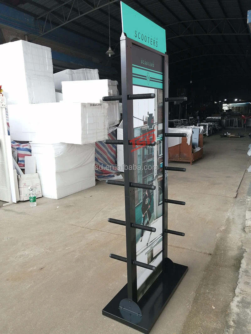 Retail Shop Promotion Pos Floor Metal Scooter Display Shelf Rack Stand ...