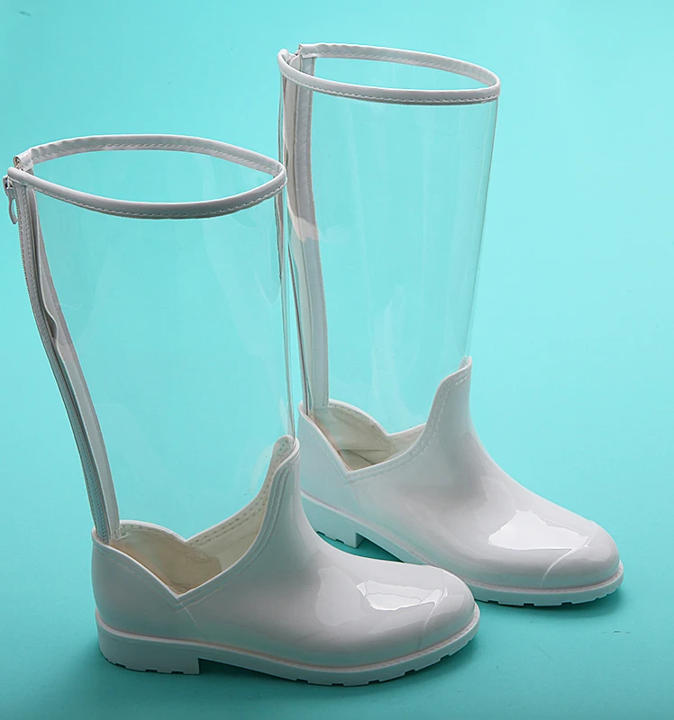 Women's Plastic Pvc Injection Molded Knee High Transparent Garden Rain ...