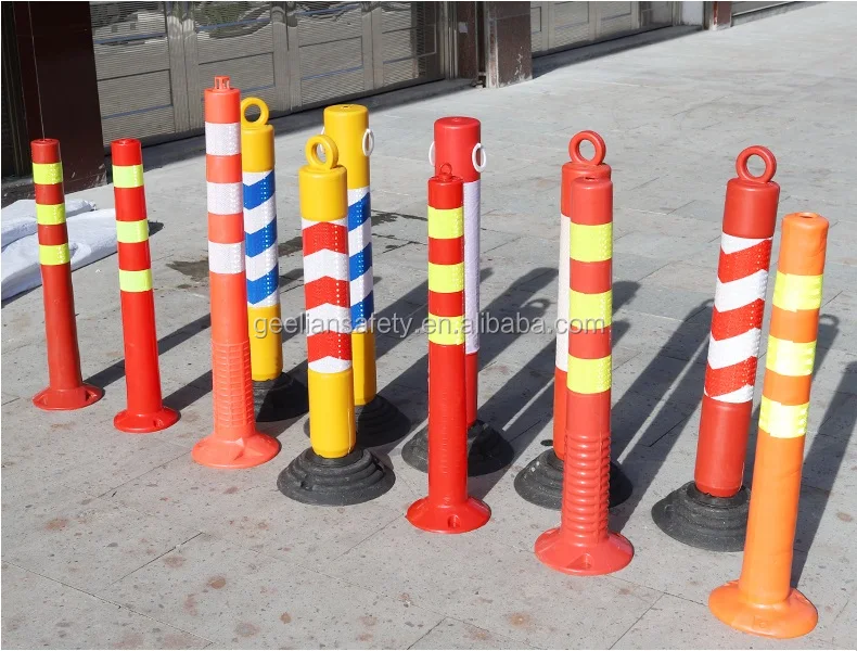 Rubber Base Pu Warning Plastic Safety Column With Reflective Film - Buy ...