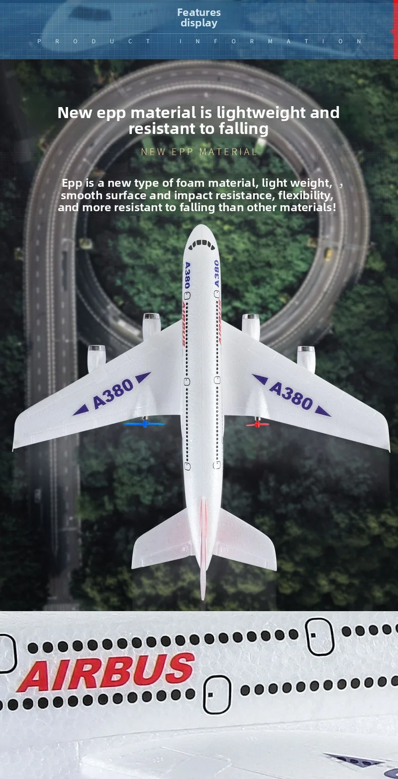HW30 Two-Channel Remote Control A380 Electric Fixed-Wing Foam Glider RC ...