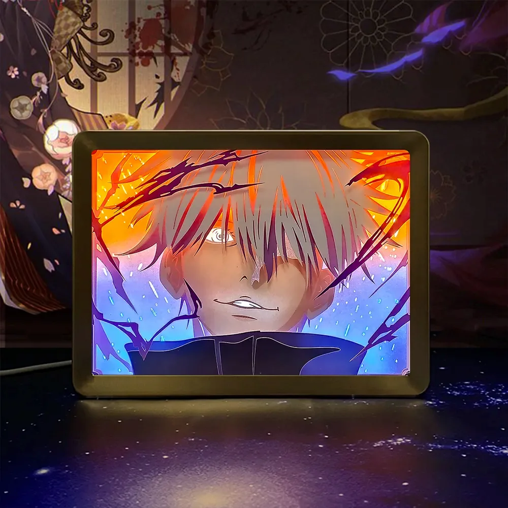 Jujutsu Kaisen Figure Set Gojo Satoru Figure Anime Paper Cut Light Box ...