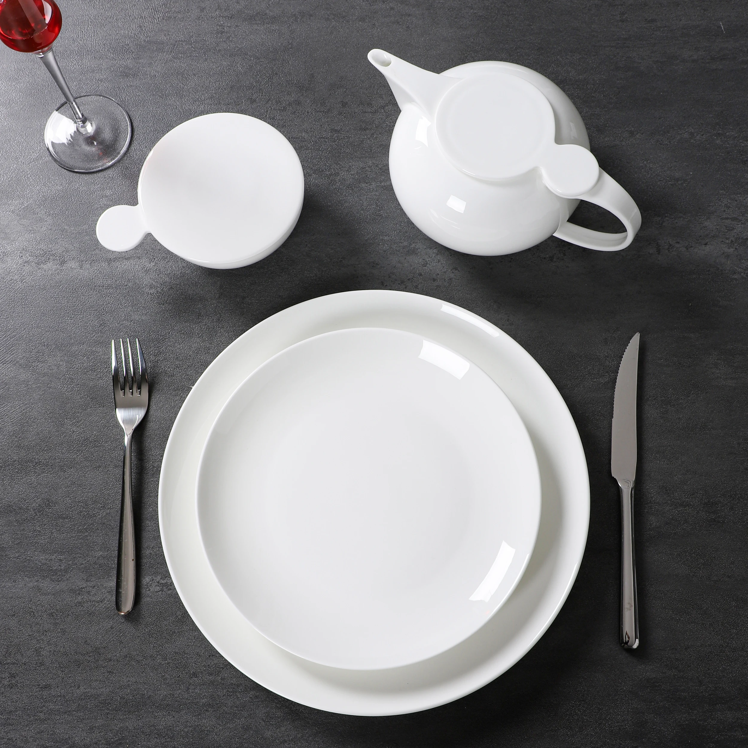 Pito White Modern Restaurant Hotel Ceramic Plates Sets Dinnerware ...