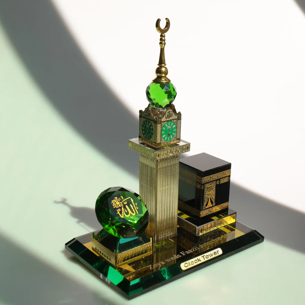 Crystal Glass Makkah Clock Tower – Islamic Eid Gift, Clear Handmade ...